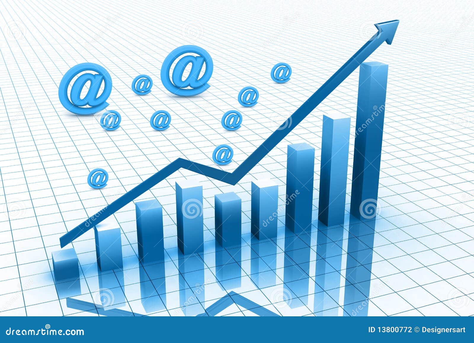Blue 3d Graph and Business Symbol Stock Illustration - Illustration of ...