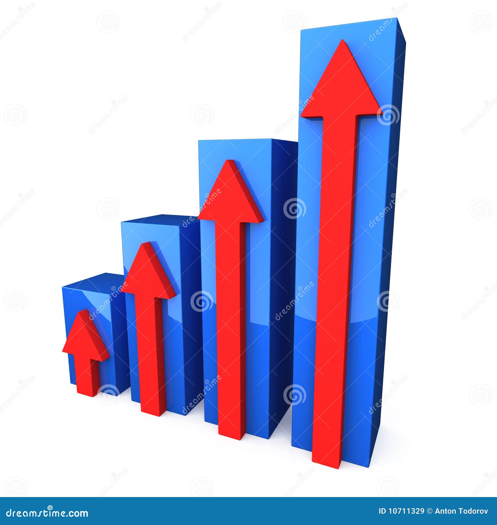 Blue 3D Graph with Red Arrows Stock Illustration - Illustration of ...