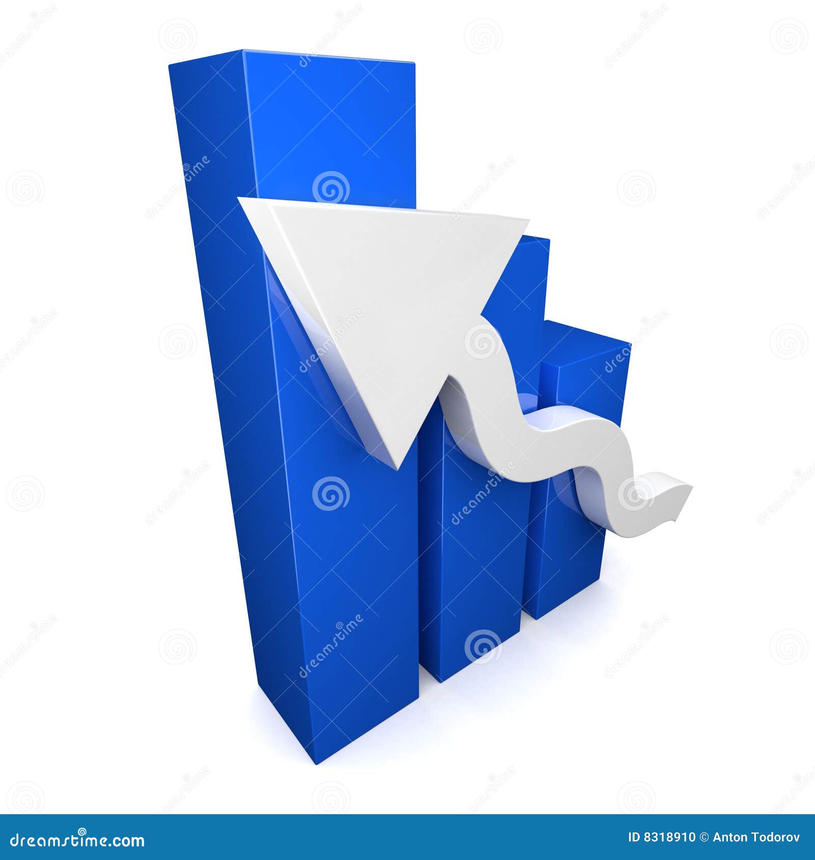 Blue 3D Graph With White Arrow Stock Photo | CartoonDealer.com #8318910