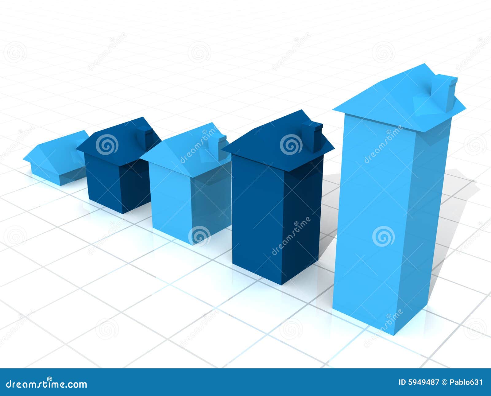 Blue 3D house graph stock illustration. Illustration of isolated - 5949487
