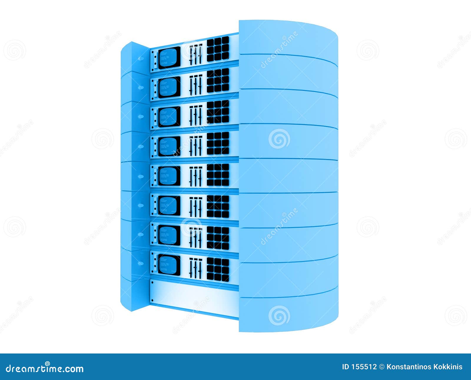 Blue 3d servers stock illustration. Illustration of tower - 155512