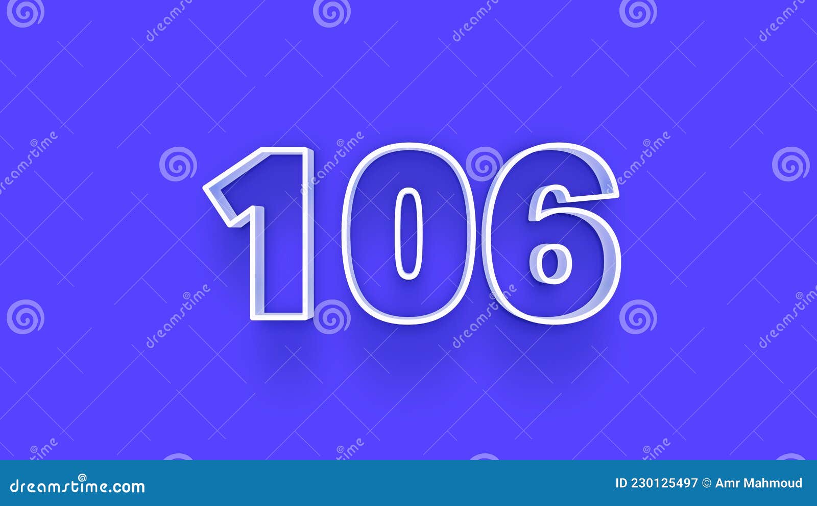 Blue 3d Symbol Of 106 Number Icon On Blue Background Royalty-Free Stock ...