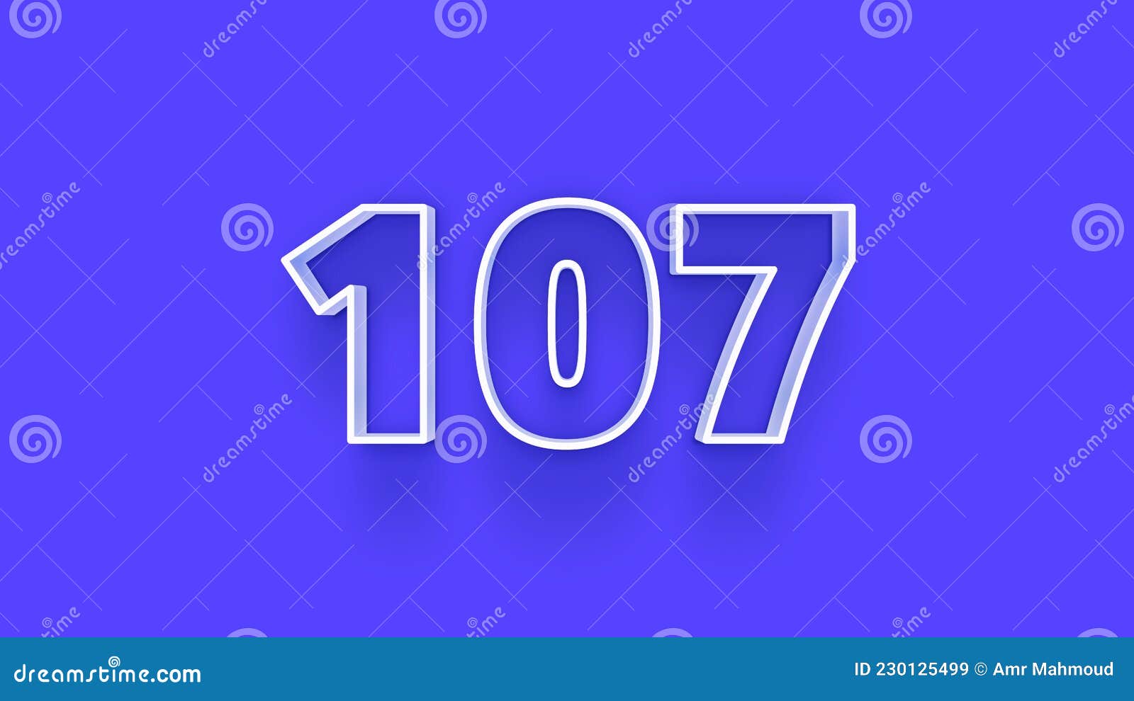 Blue 3d Symbol Of 107 Number Icon On Blue Background Royalty-Free Stock ...
