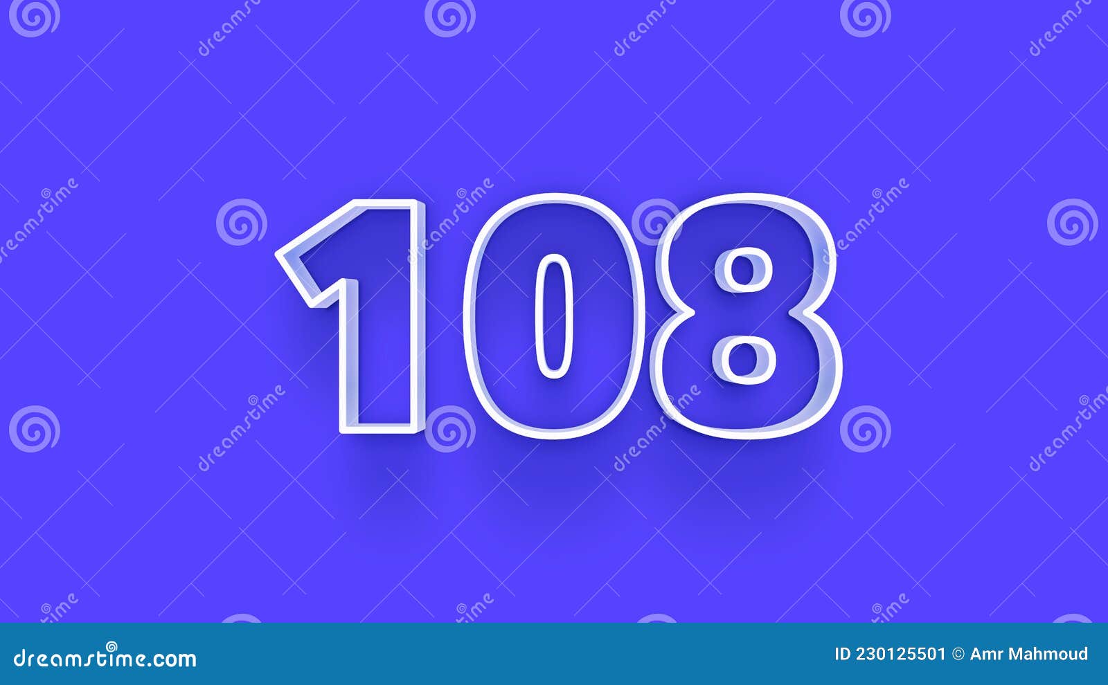 Blue 3d Symbol Of 108 Number Icon On Blue Background Stock Image ...