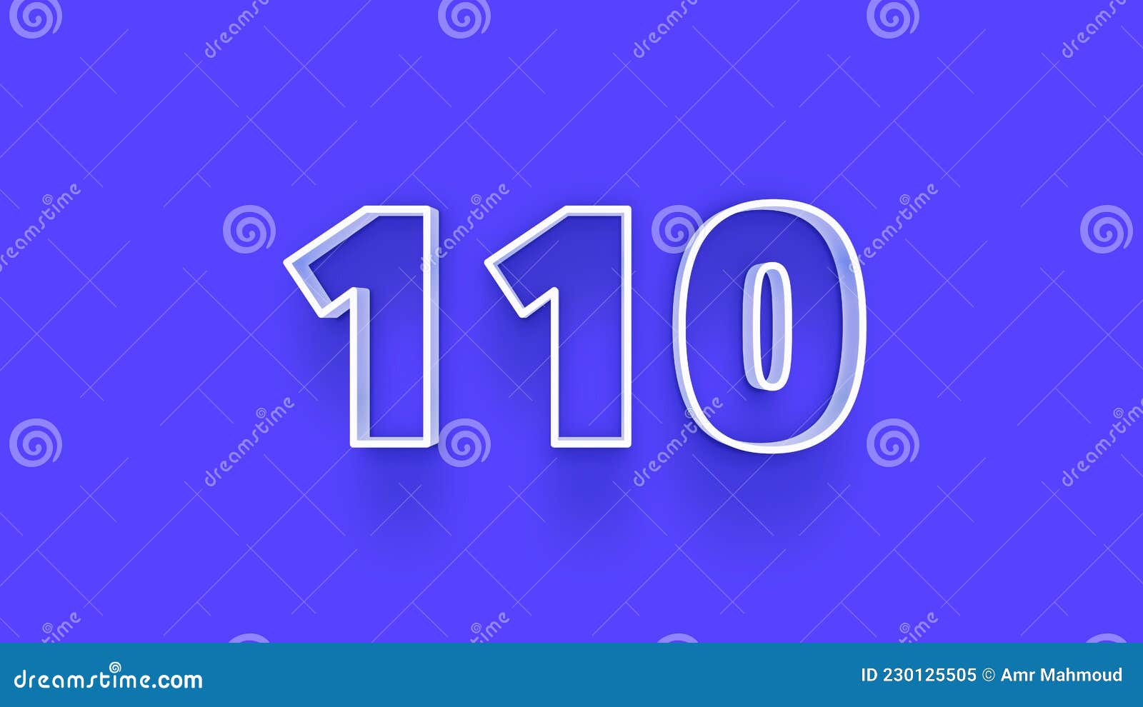 Blue 3d Symbol of 110 Number Icon on Blue Background Stock Illustration ...