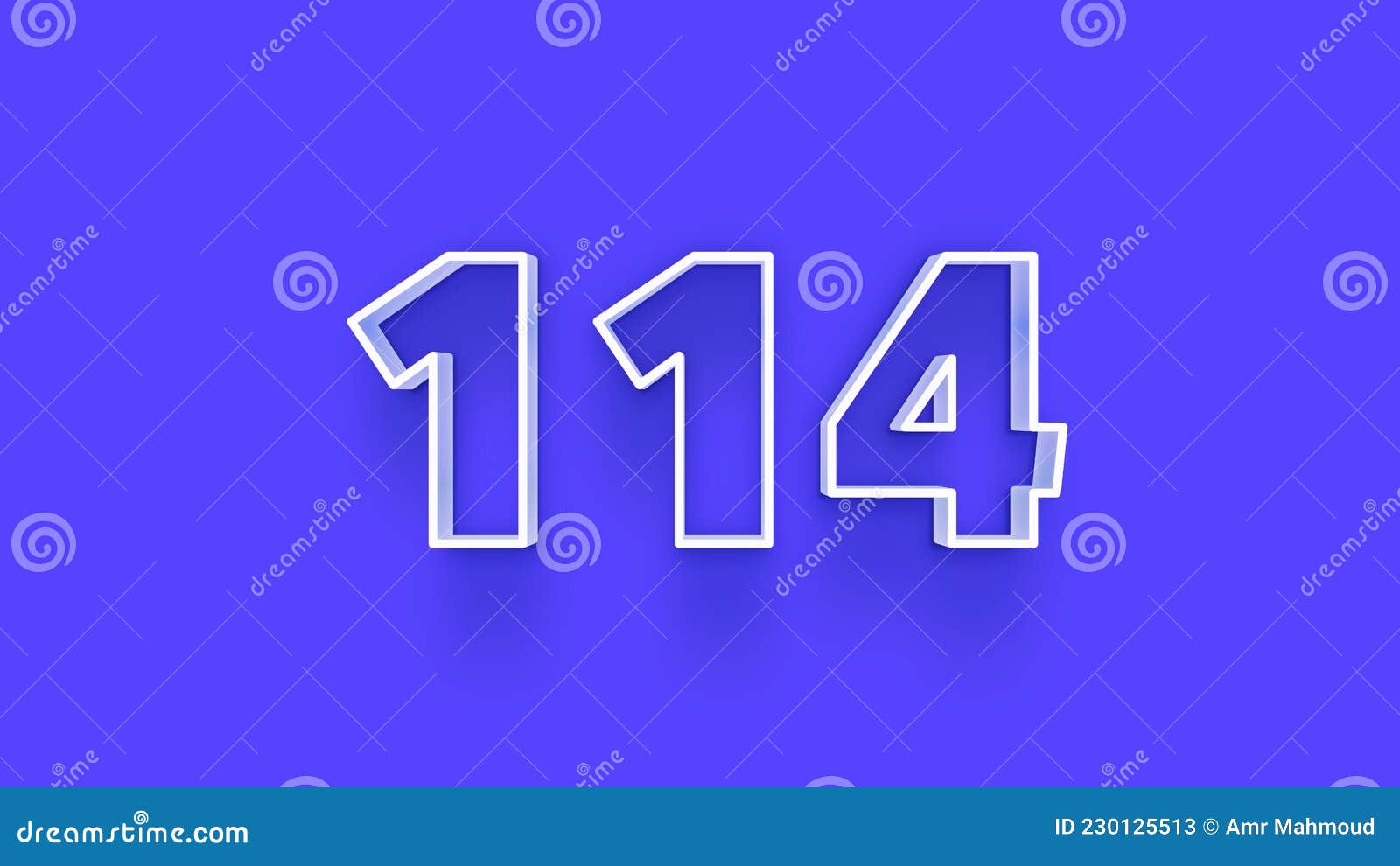 Blue 3d Symbol of 114 Number Icon on Blue Background Stock Illustration ...