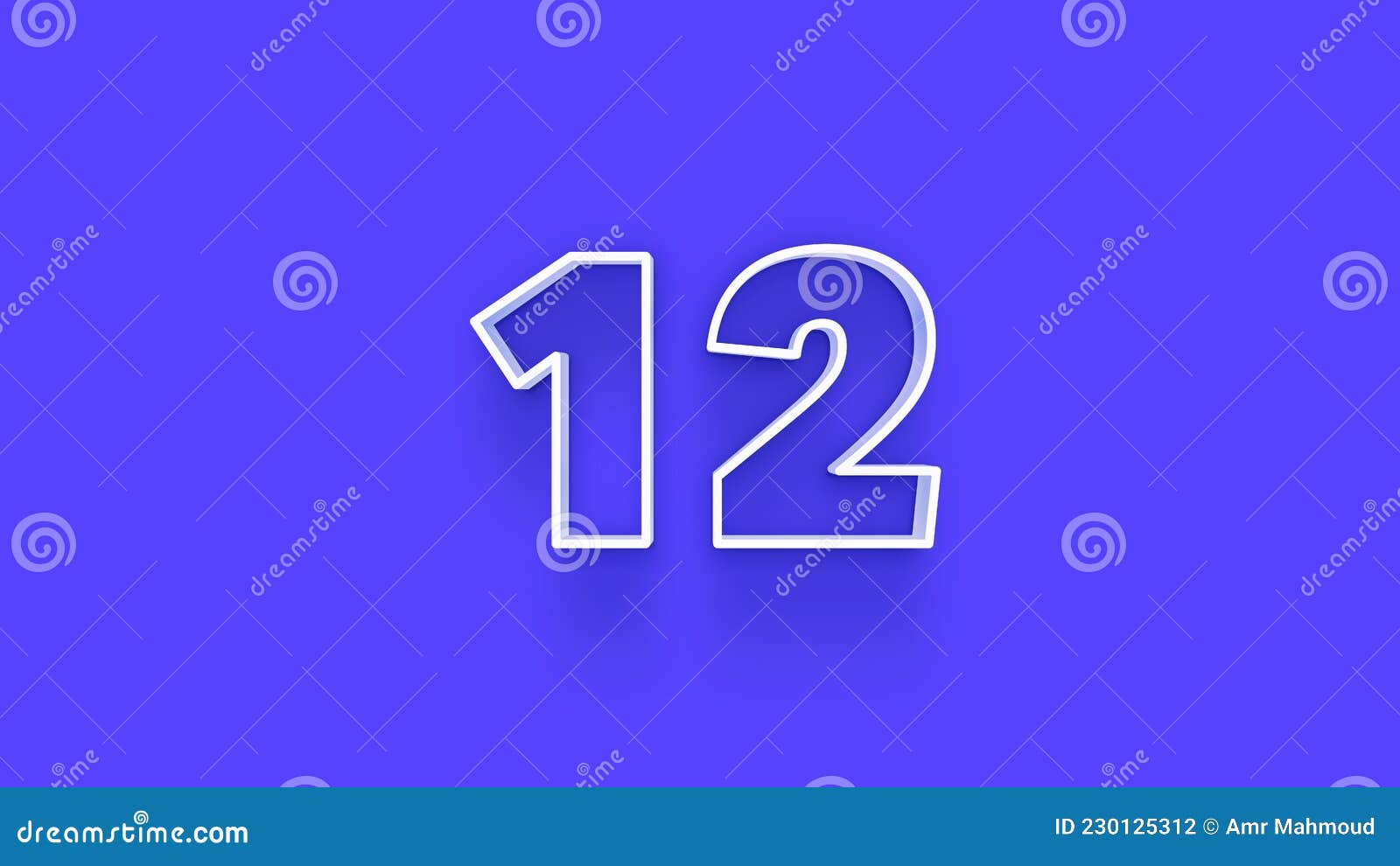 Blue 3d Symbol of 12 Number Icon on Blue Background Stock Illustration ...