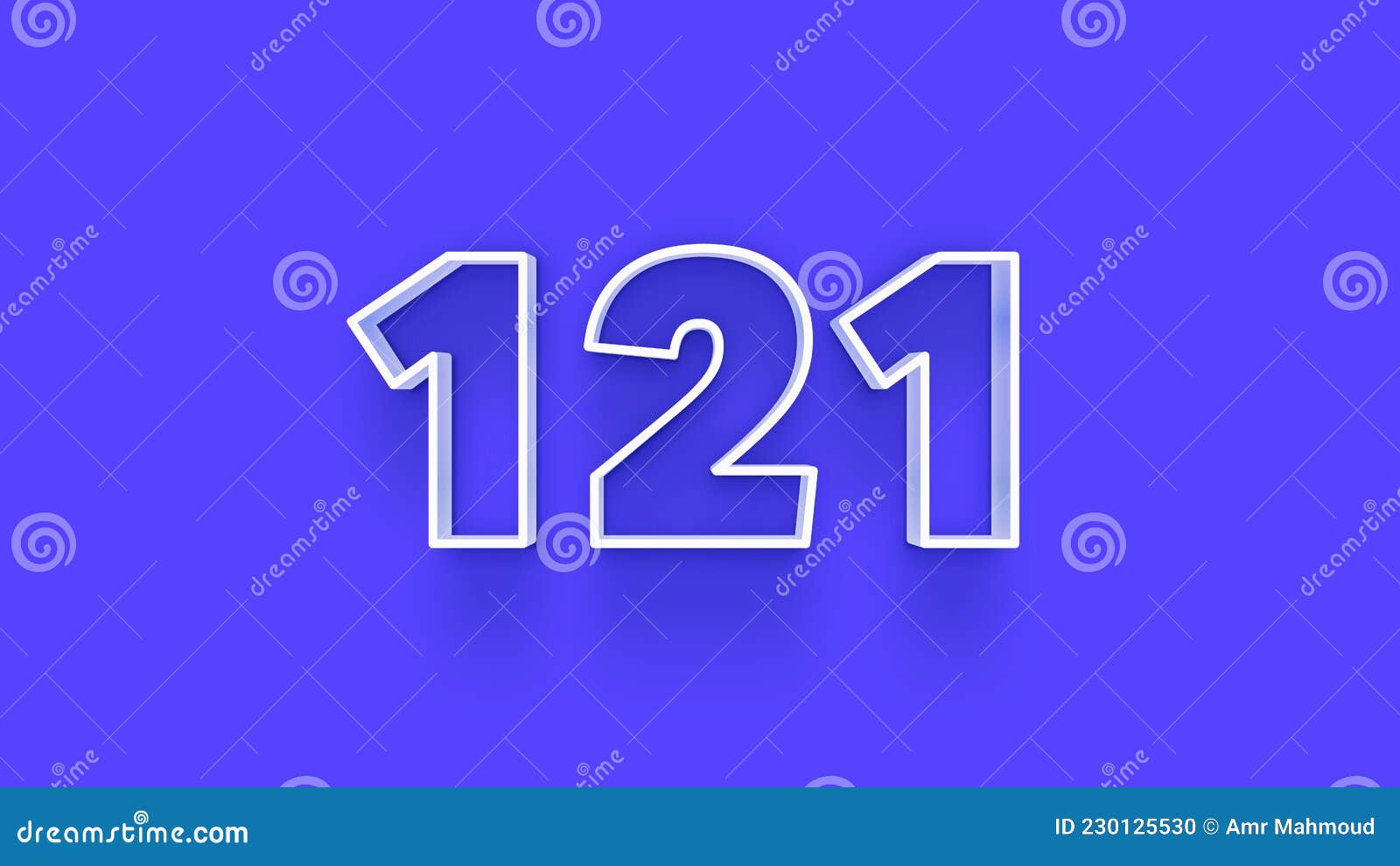 Blue 3d Symbol Of 121 Number Icon On Blue Background Stock Photo ...