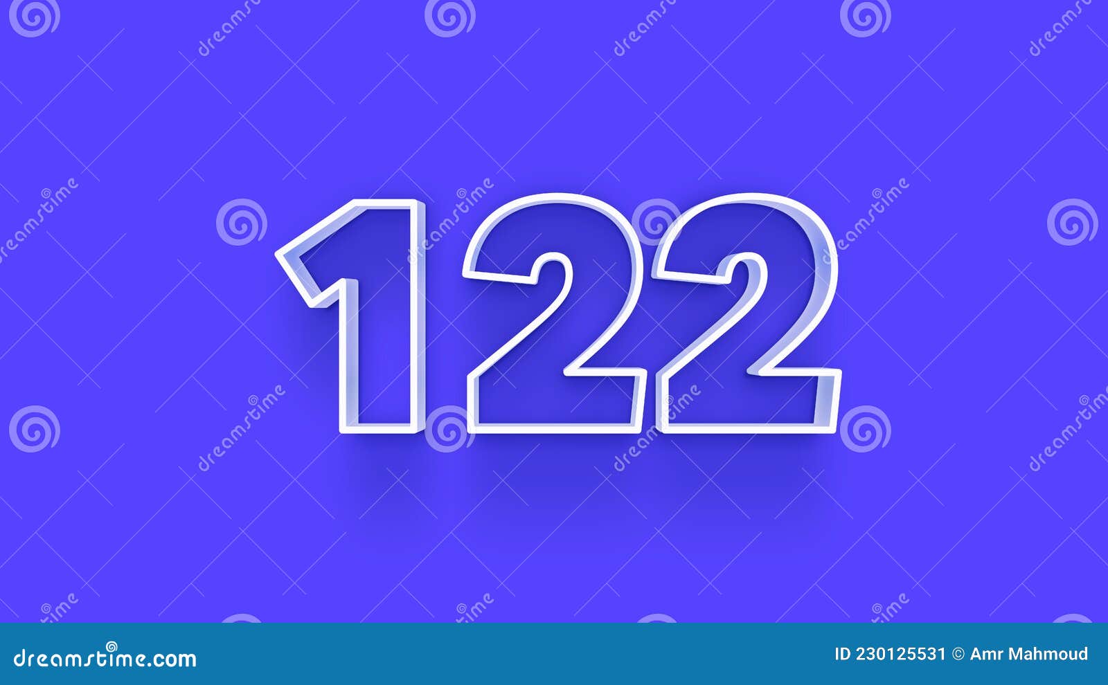 Blue 3d Symbol Of 122 Number Icon On Blue Background Stock Image ...