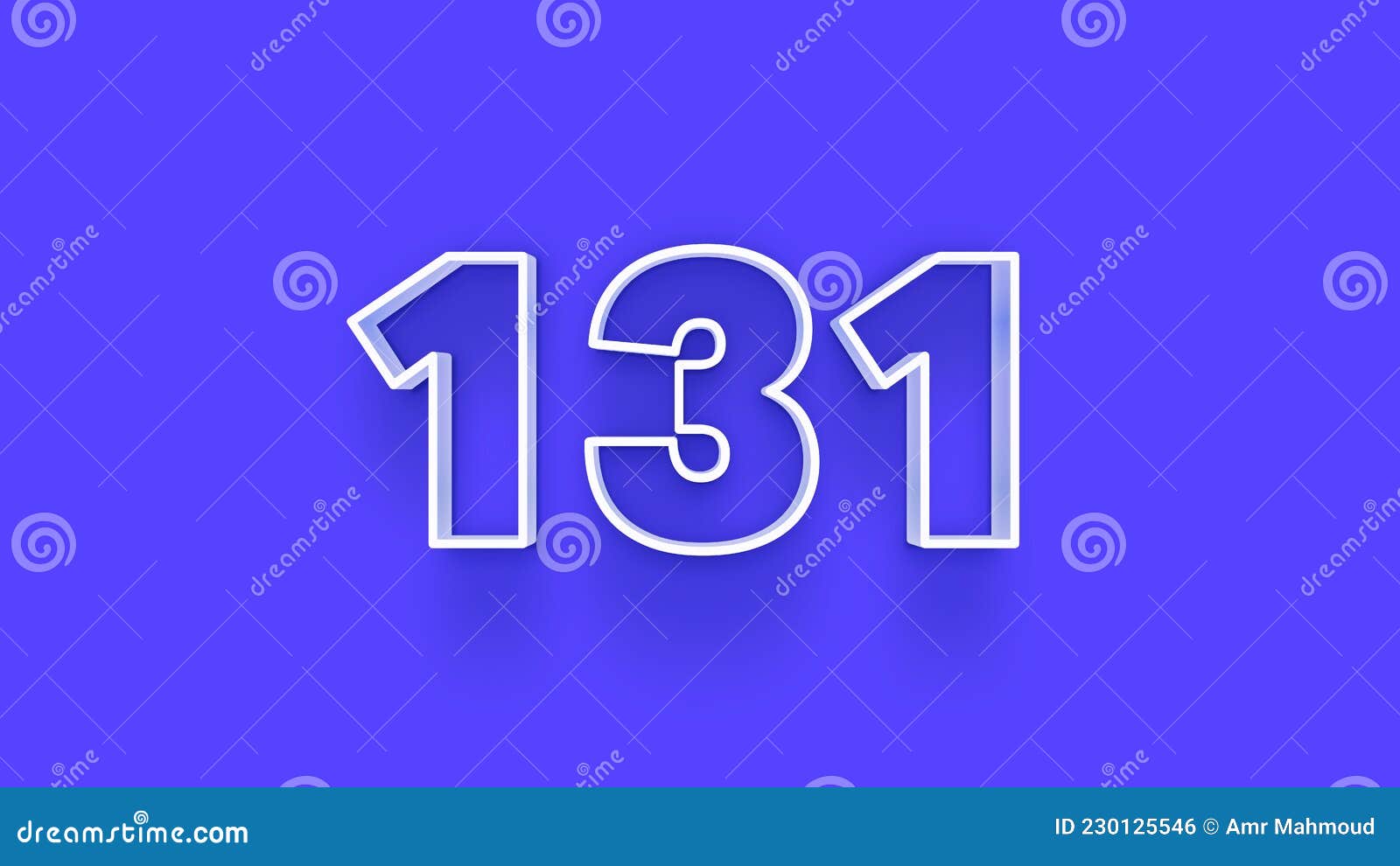 Blue 3d Symbol of 131 Number Icon on Blue Background Stock Illustration ...