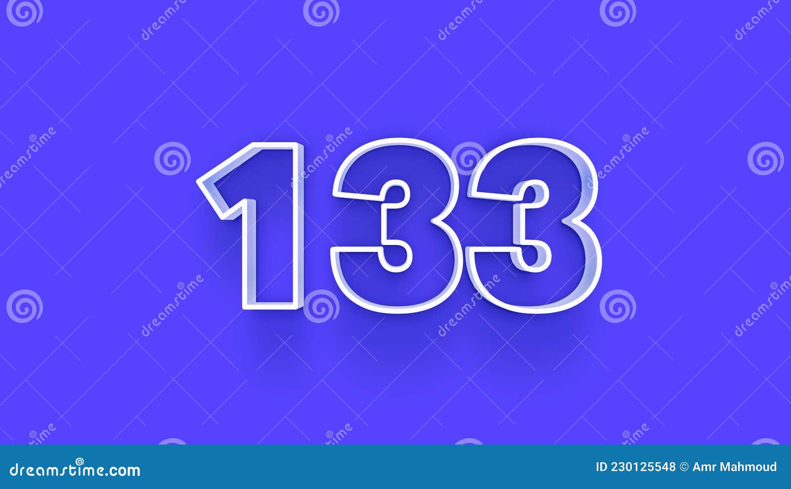 Blue 3d Symbol of 133 Number Icon on Blue Background Stock Illustration ...