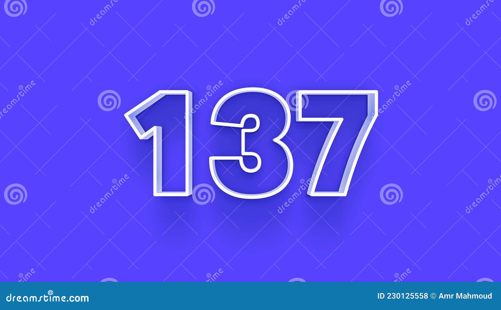 Blue 3d Symbol Of 137 Number Icon On Blue Background Royalty-Free Stock ...
