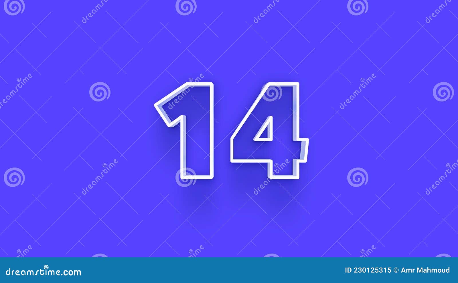 Blue 3d Symbol of 14 Number Icon on Blue Background Stock Illustration ...