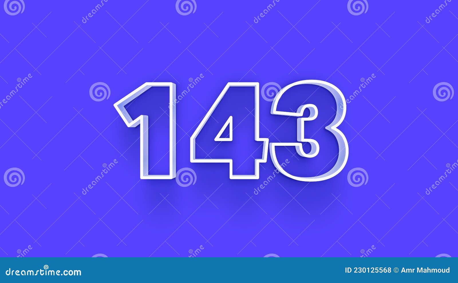 Blue 3d Symbol Of 143 Number Icon On Blue Background Stock Photography ...