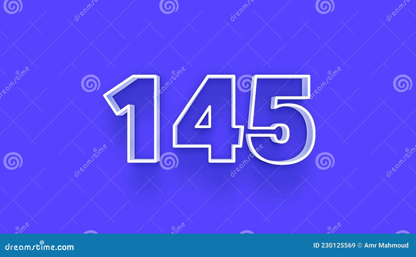 Blue 3d Symbol of 145 Number Icon on Blue Background Stock Illustration ...