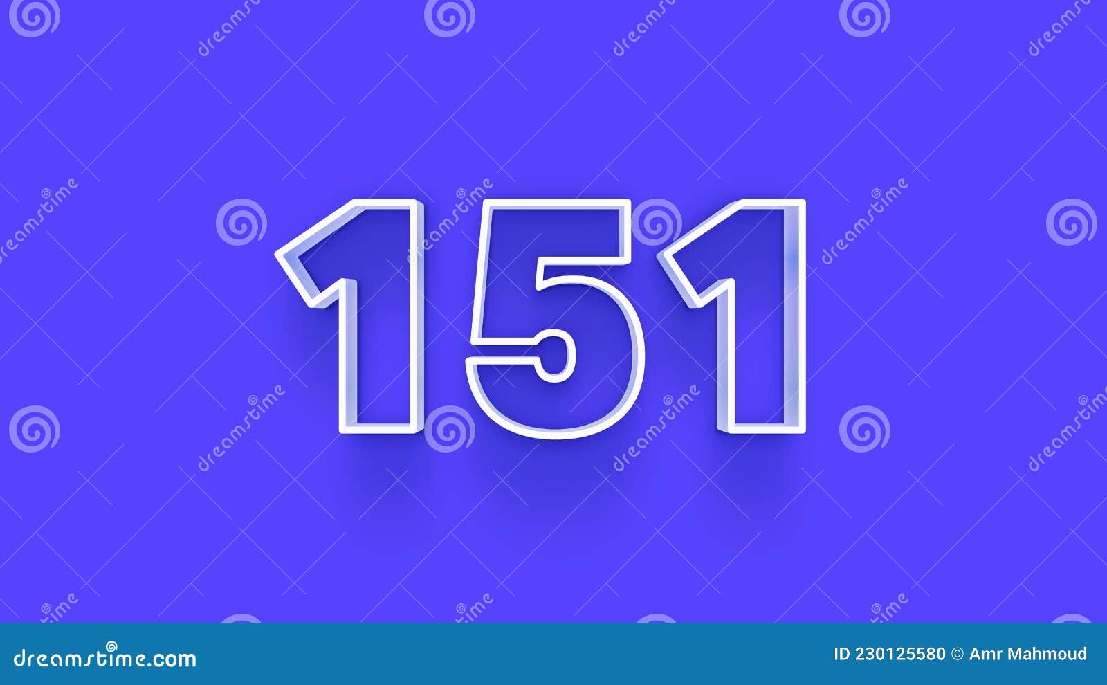 Blue 3d Symbol of 151 Number Icon on Blue Background Stock Illustration ...