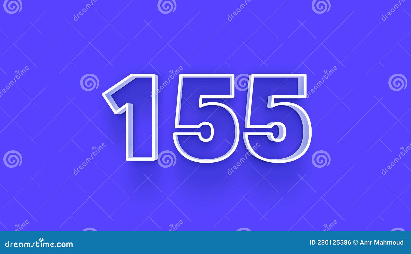 Blue 3d Symbol of 155 Number Icon on Blue Background Stock Illustration ...