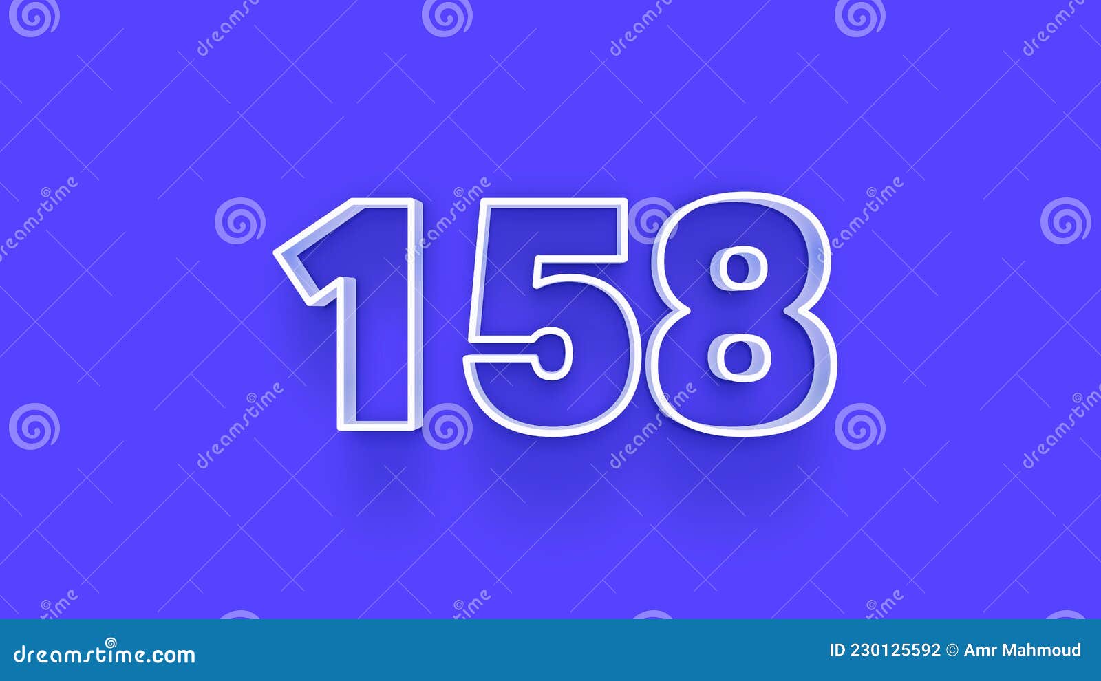 Blue 3d Symbol of 158 Number Icon on Blue Background Stock Illustration ...