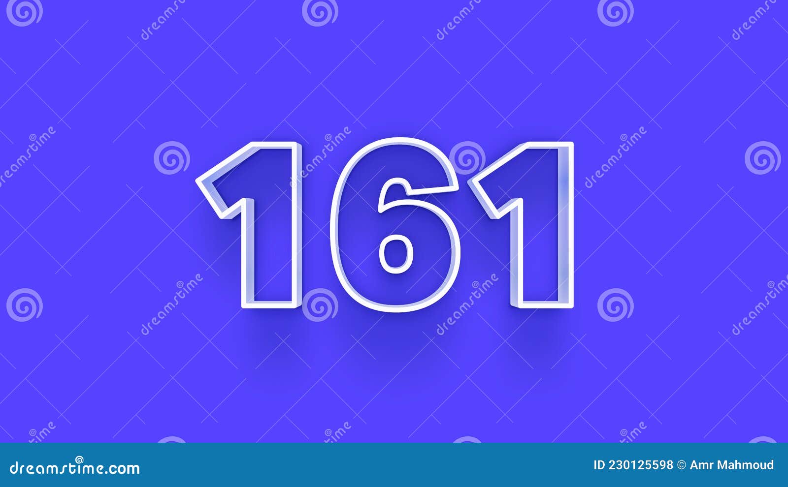 Blue 3d Symbol Of 161 Number Icon On Blue Background Stock Photography ...