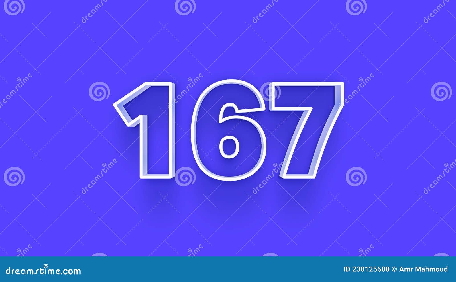 Blue 3d Symbol of 167 Number Icon on Blue Background Stock Illustration ...