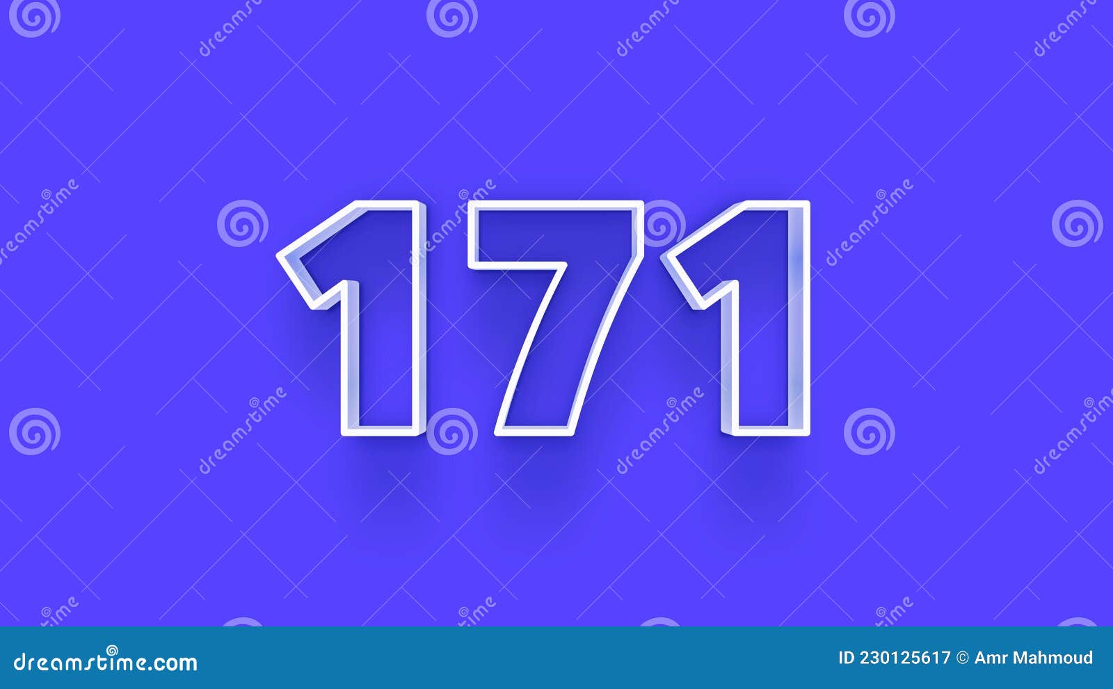 Blue 3d Symbol Of 171 Number Icon On Blue Background Royalty-Free Stock ...