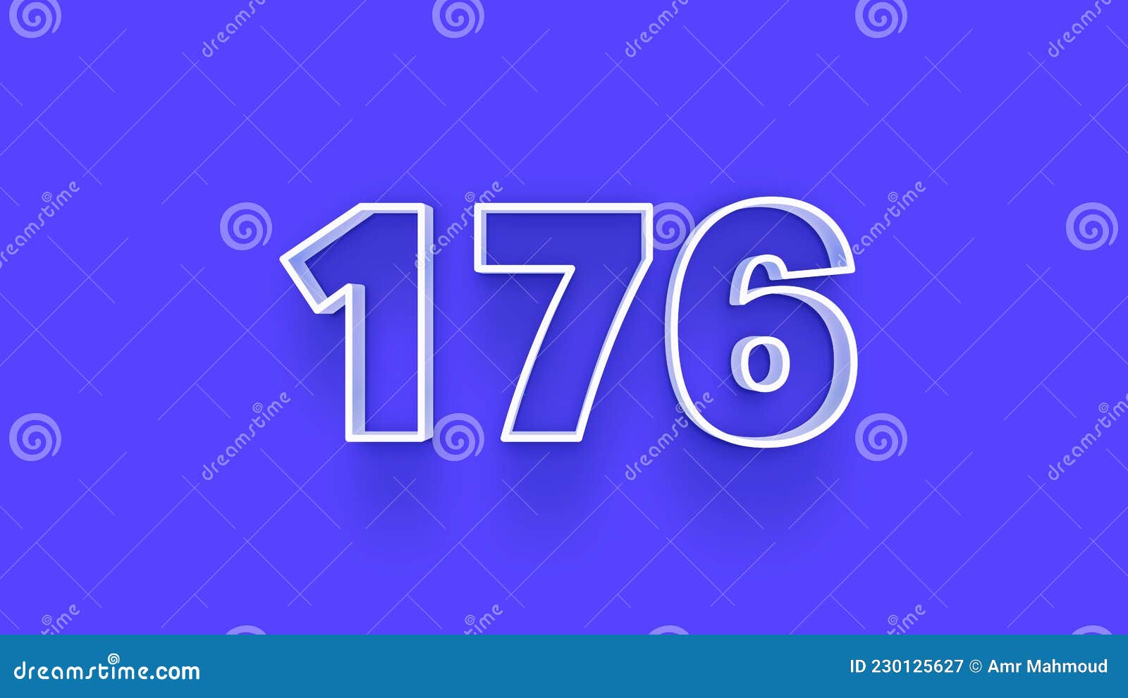 Blue 3d Symbol Of 176 Number Icon On Blue Background Stock Image ...