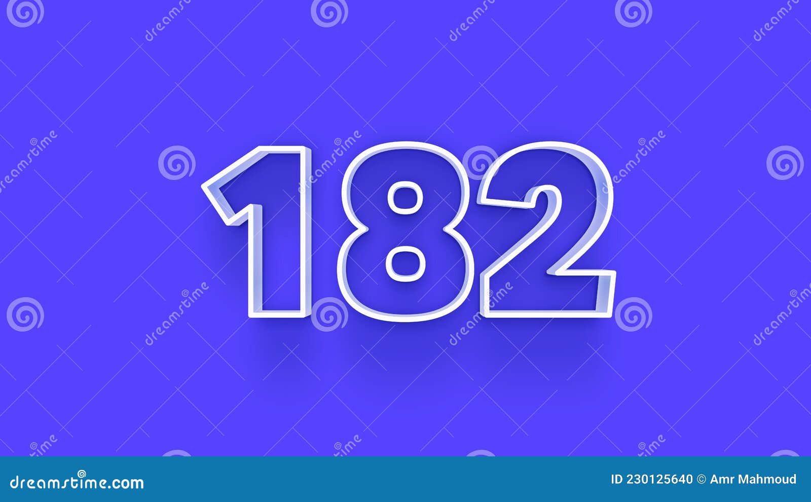 Blue 3d Symbol Of 182 Number Icon On Blue Background Stock Photography ...