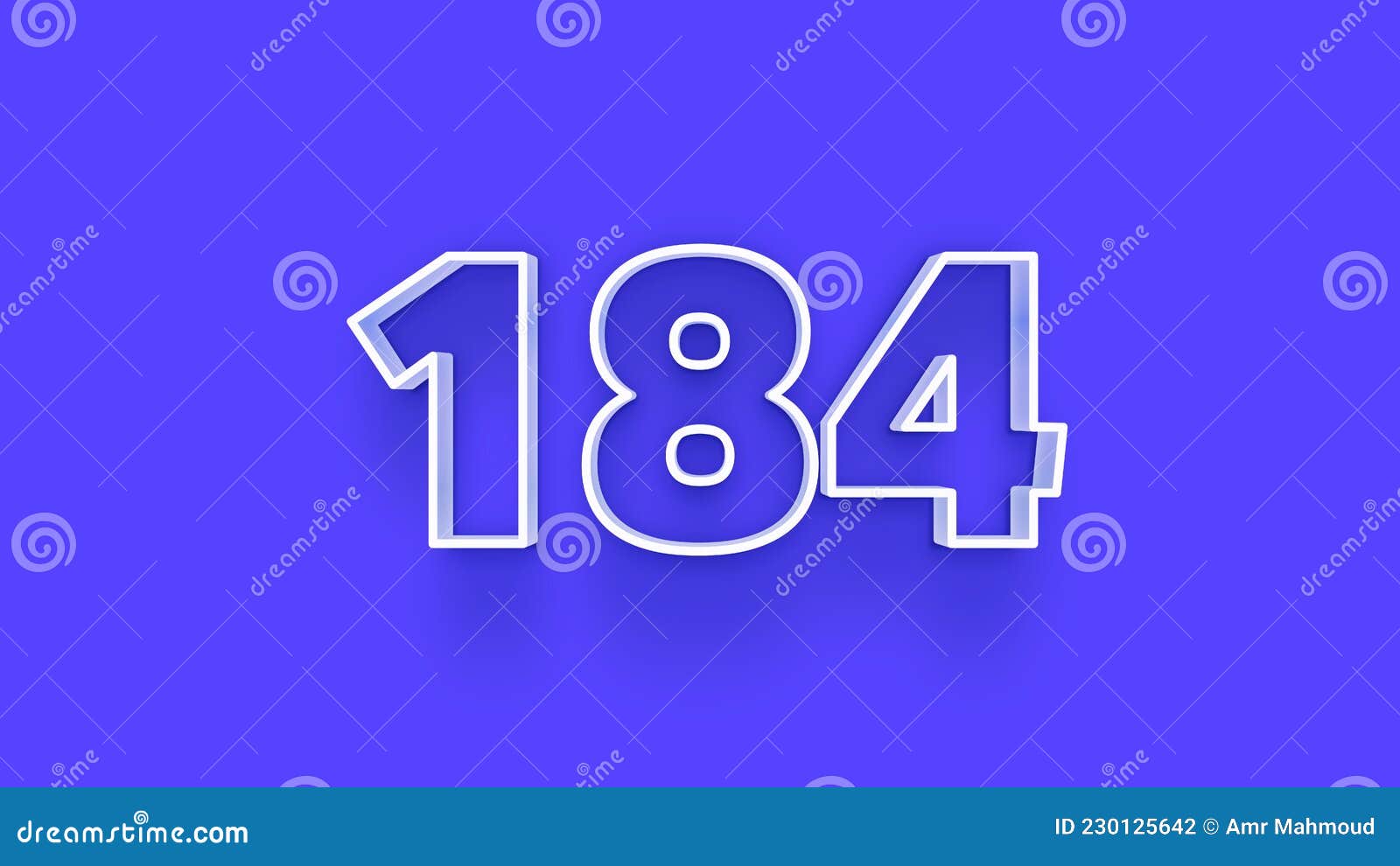 Blue 3d Symbol of 184 Number Icon on Blue Background Stock Illustration ...