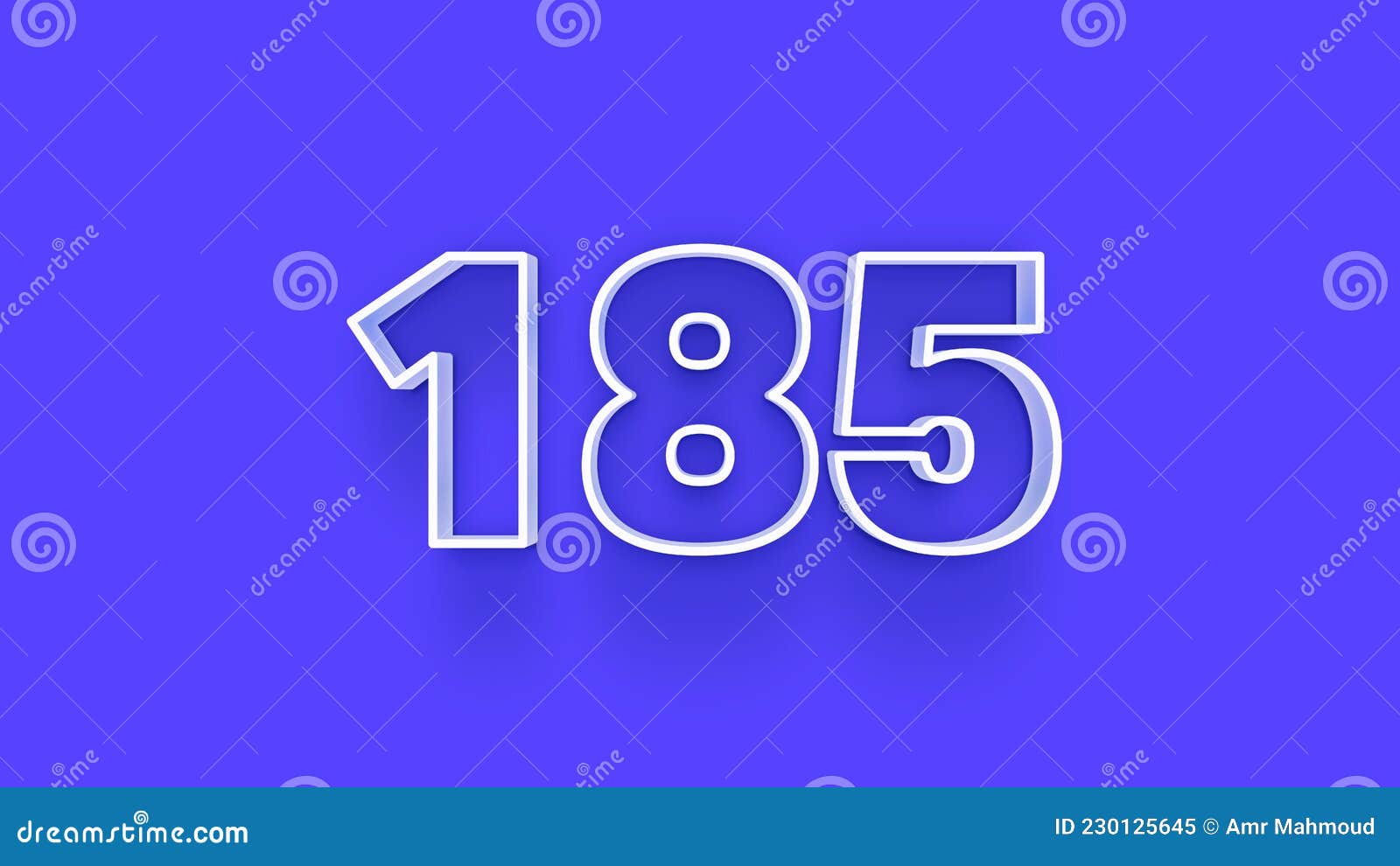 Blue 3d Symbol of 185 Number Icon on Blue Background Stock Illustration ...