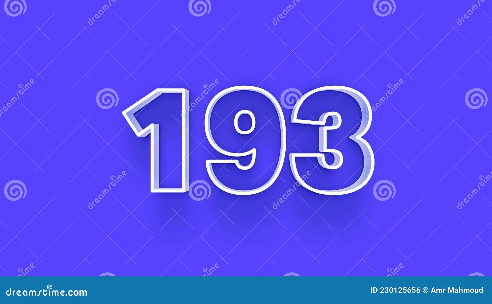 Blue 3d Symbol Of 193 Number Icon On Blue Background Stock Photo ...