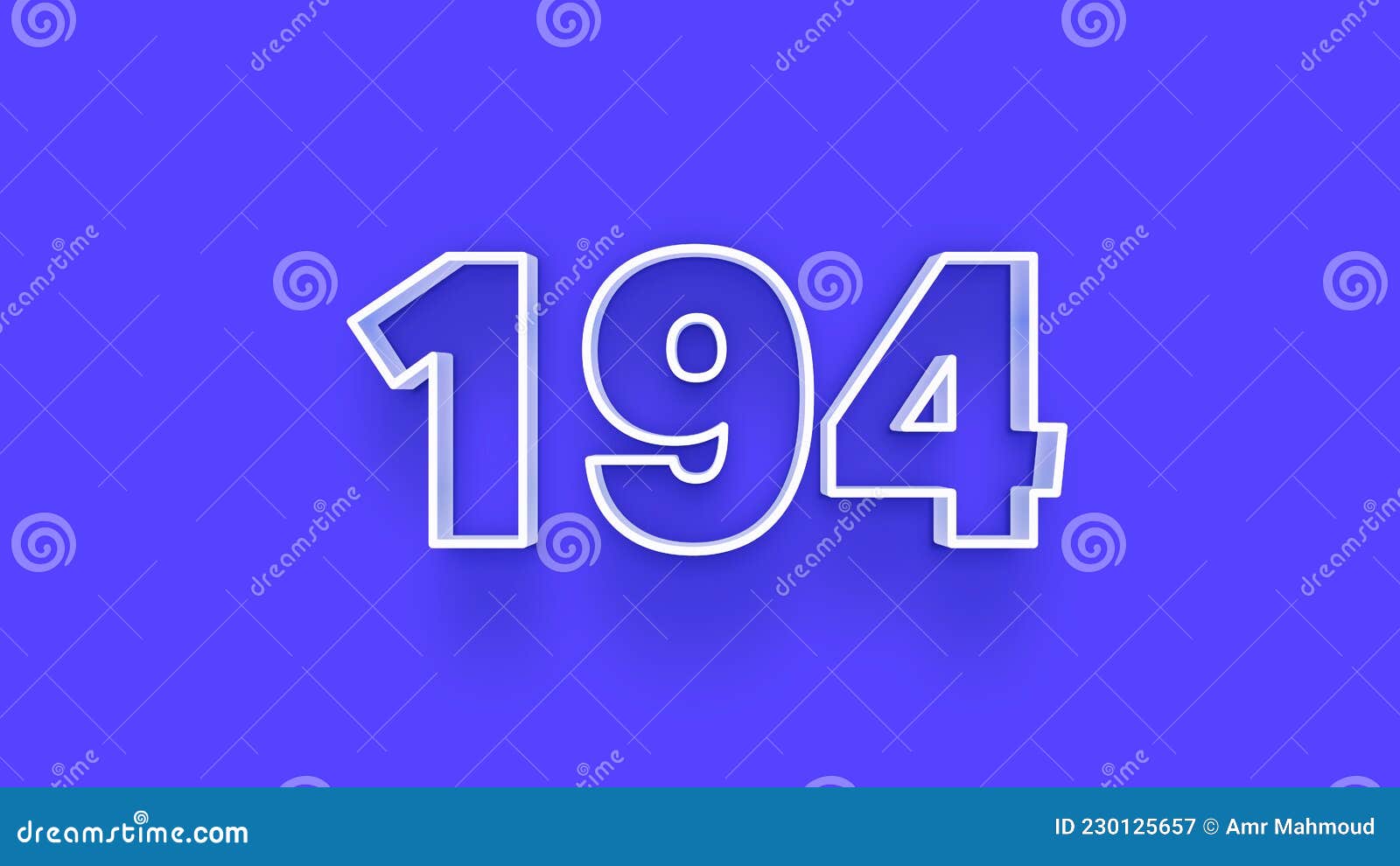 Blue 3d Symbol of 194 Number Icon on Blue Background Stock Illustration ...