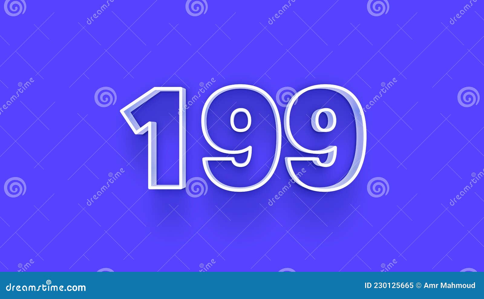 Blue 3d Symbol Of 199 Number Icon On Blue Background Royalty-Free Stock ...