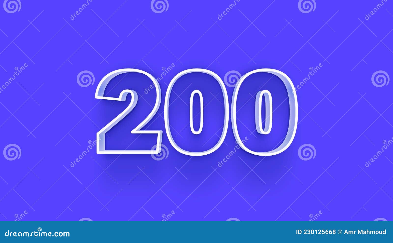 Blue 3d Symbol of 200 Number Icon on Blue Background Stock Illustration ...