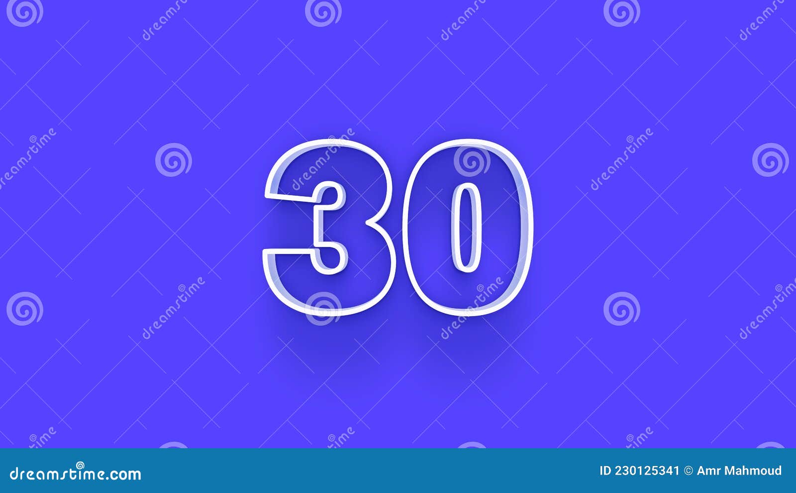 Blue 3d Symbol of 30 Number Icon on Blue Background Stock Illustration ...