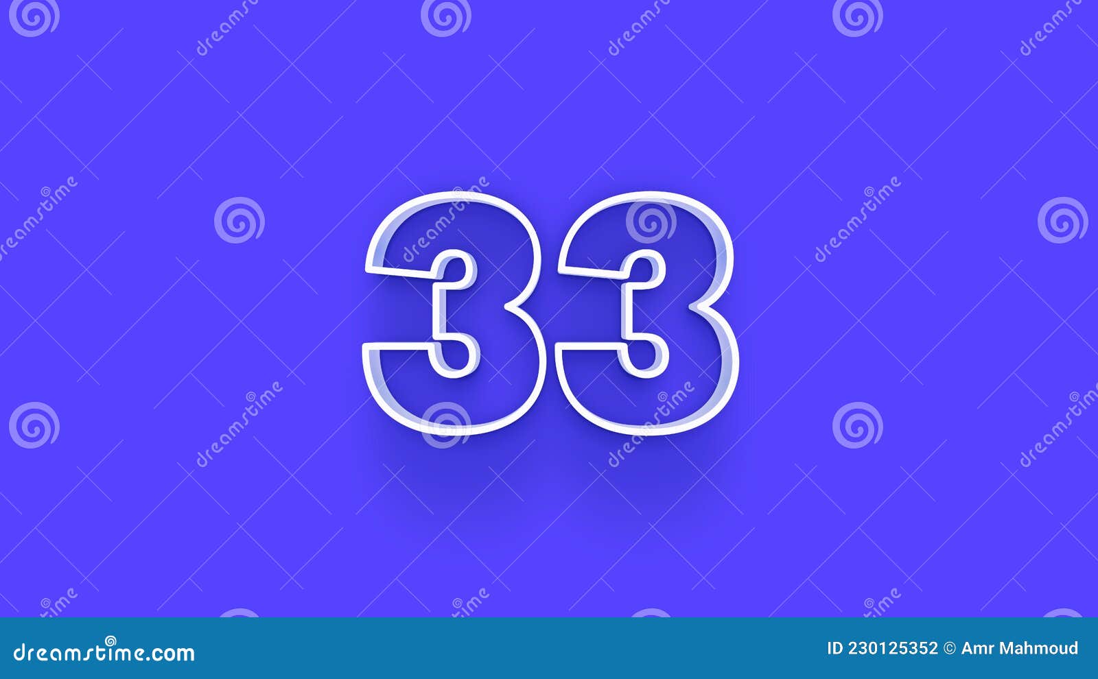 Blue 3d Symbol of 33 Number Icon on Blue Background Stock Illustration ...