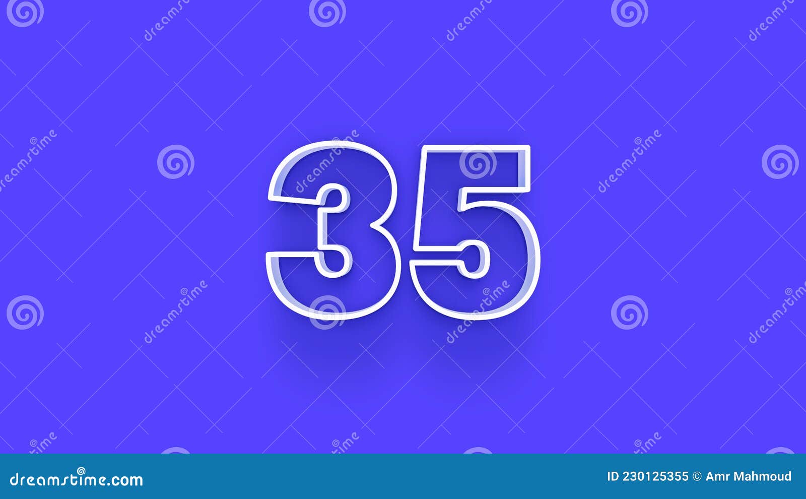 Blue 3d Symbol of 35 Number Icon on Blue Background Stock Illustration ...