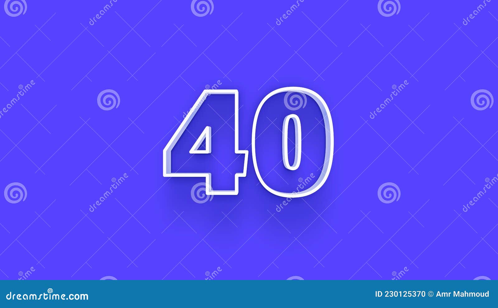 Blue 3d Symbol of 40 Number Icon on Blue Background Stock Illustration ...