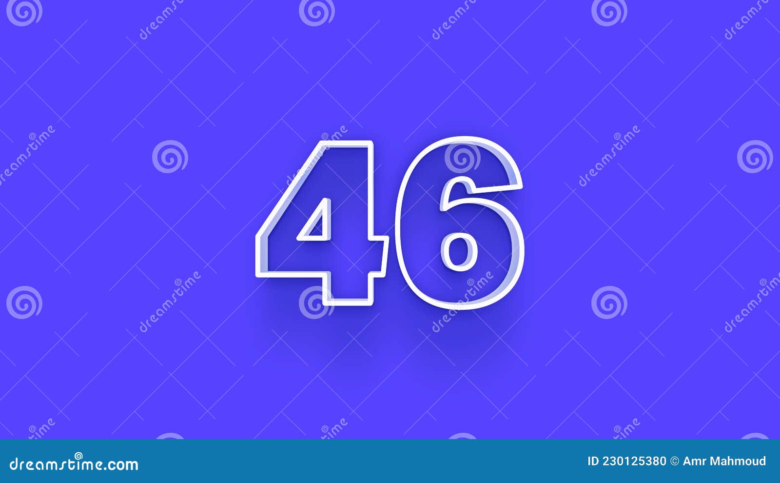 Blue 3d Symbol of 46 Number Icon on Blue Background Stock Illustration ...