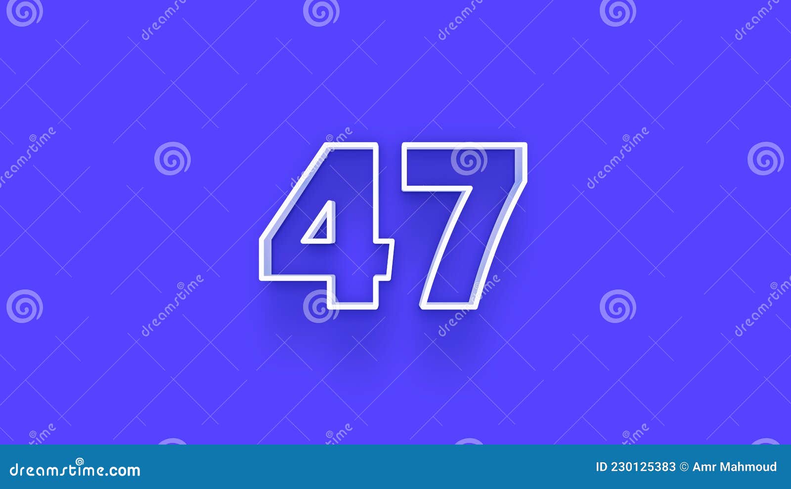 Blue 3d Symbol Of 47 Number Icon On Blue Background Royalty-Free Stock ...