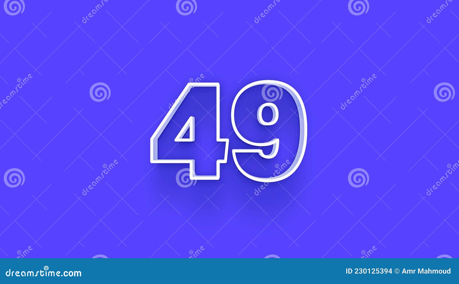 Blue 3d Symbol of 49 Number Icon on Blue Background Stock Illustration ...