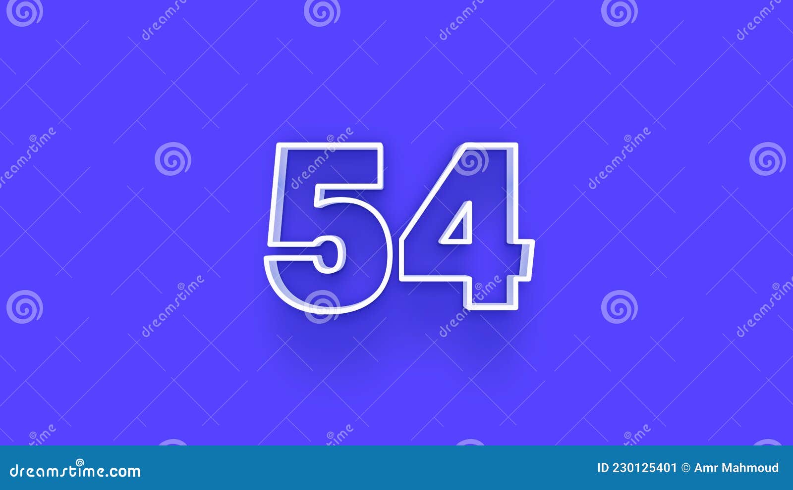 Blue 3d Symbol of 54 Number Icon on Blue Background Stock Illustration ...
