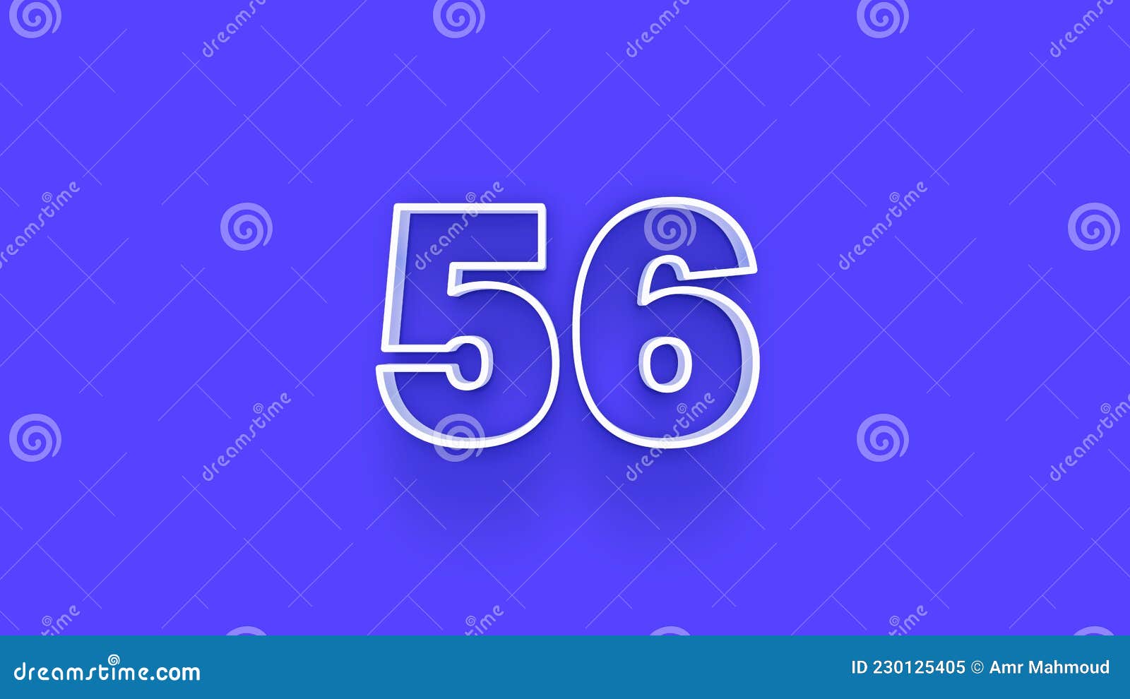 Blue 3d Symbol of 56 Number Icon on Blue Background Stock Illustration ...
