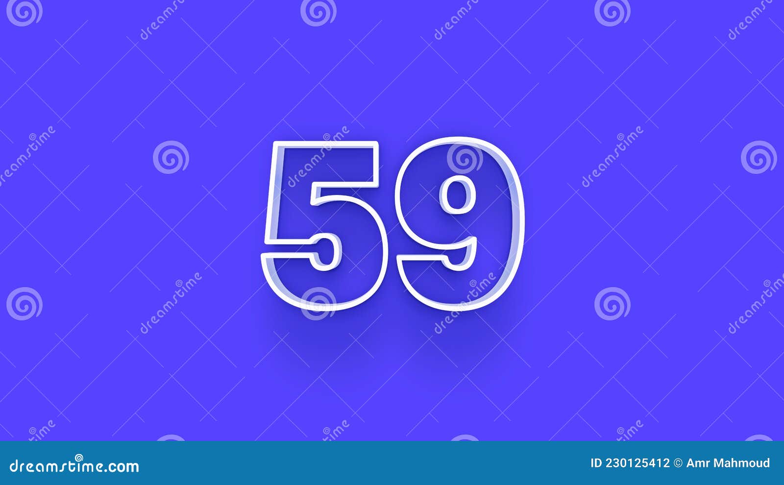 Blue 3d Symbol Of 59 Number Icon On Blue Background Stock Photography ...