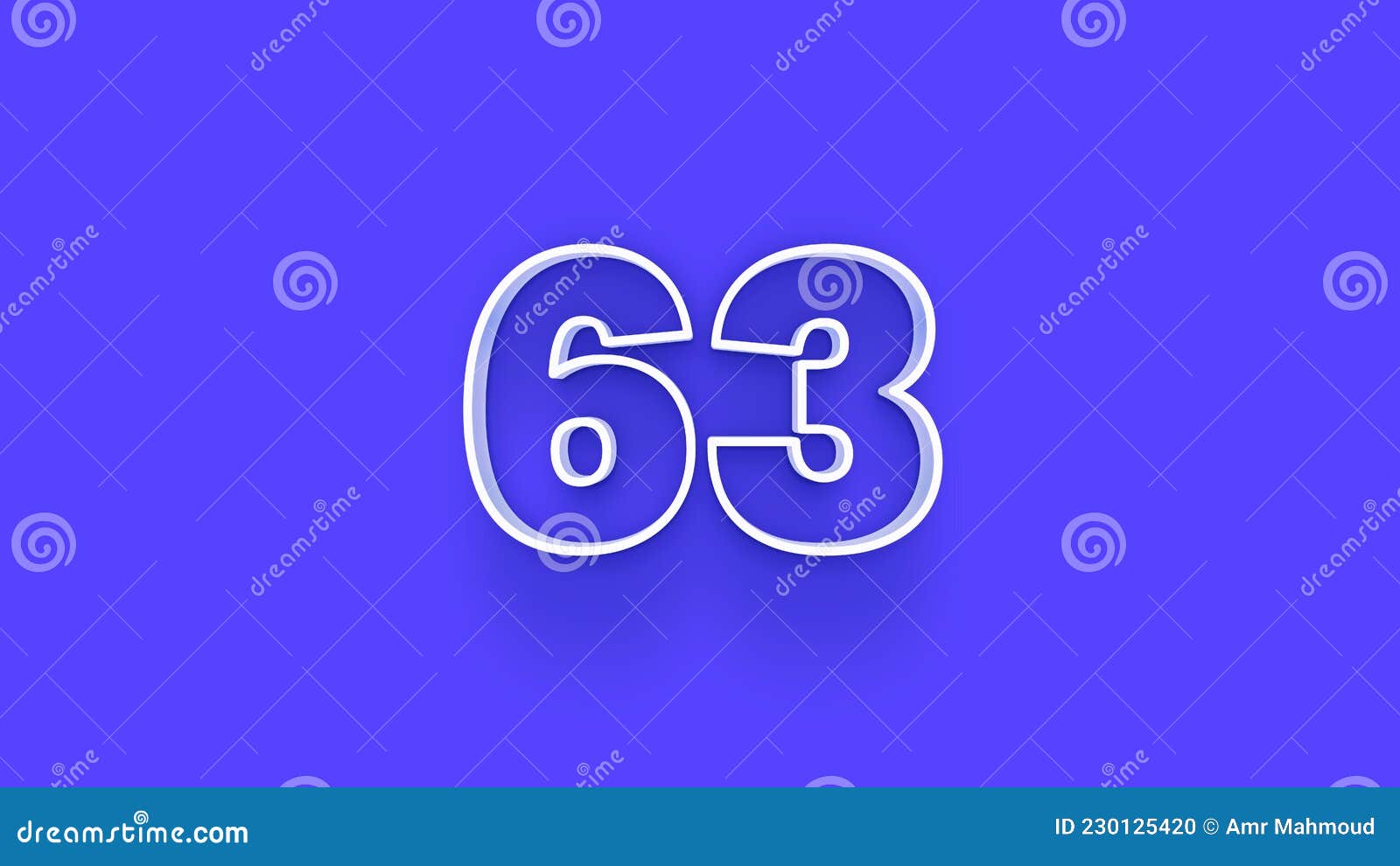 Blue 3d Symbol of 63 Number Icon on Blue Background Stock Illustration ...