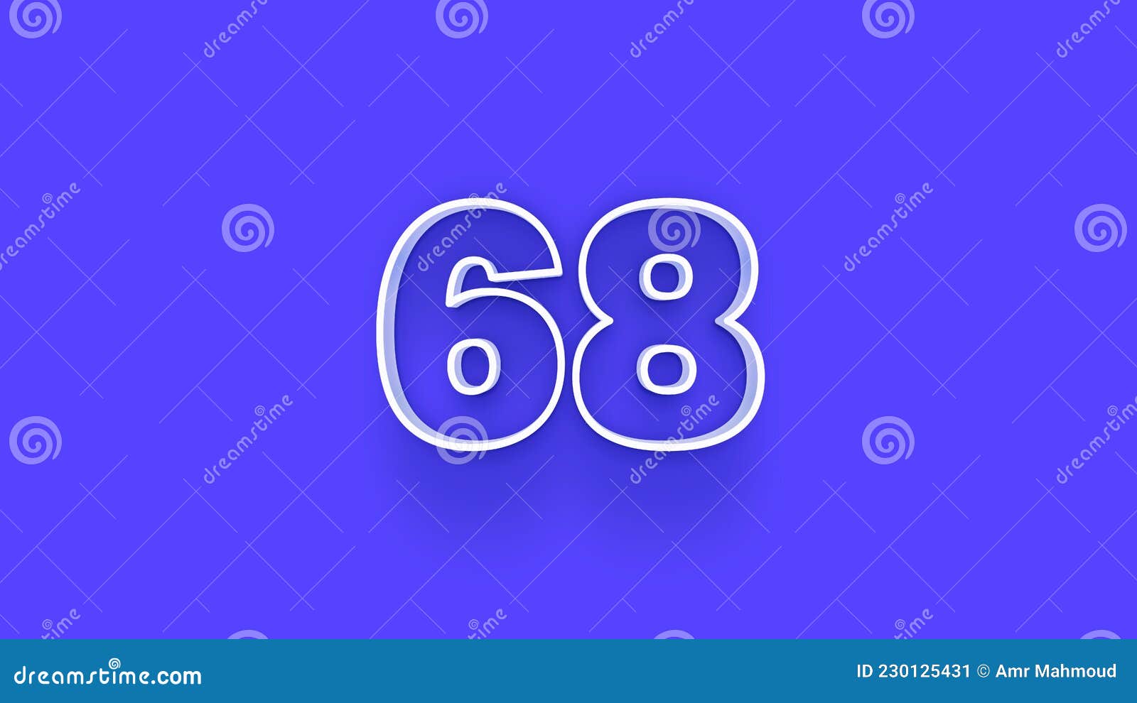 Blue 3d Symbol Of 68 Number Icon On Blue Background Royalty-Free Stock ...