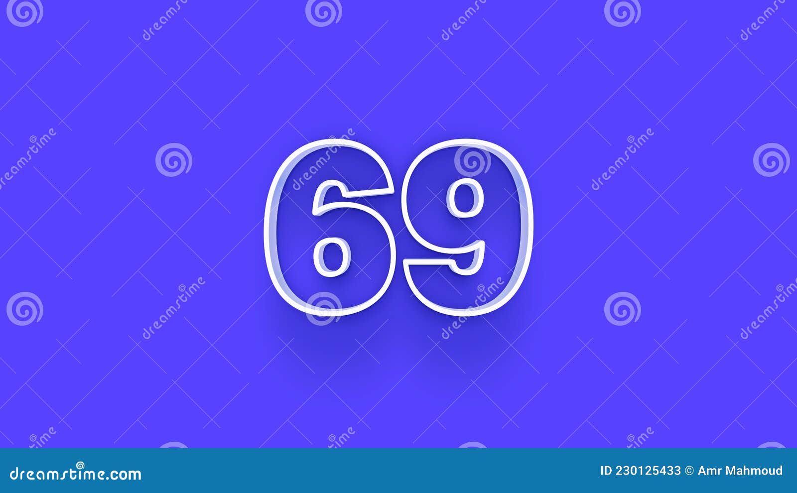 Blue 3d Symbol of 69 Number Icon on Blue Background Stock Illustration ...