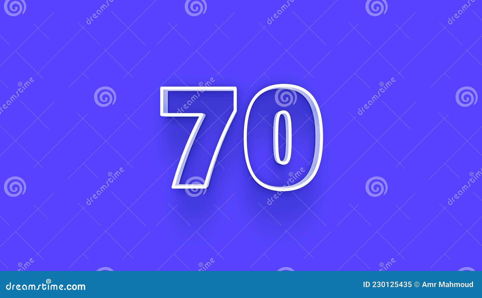 Blue 3d Symbol of 70 Number Icon on Blue Background Stock Illustration ...