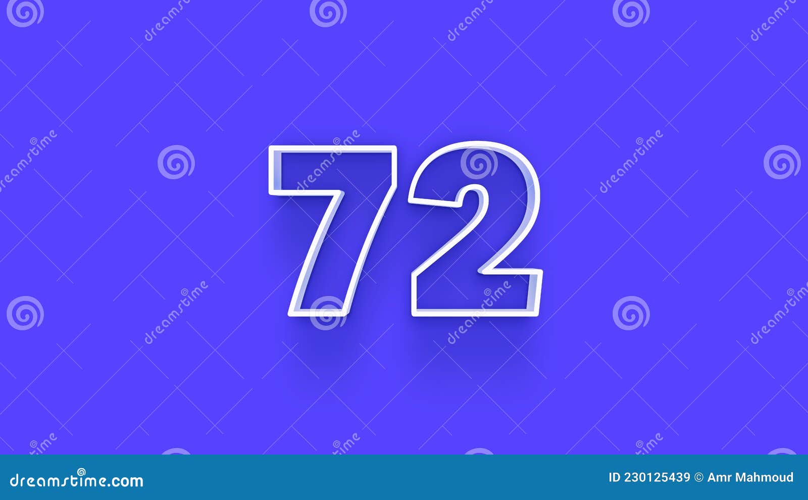 Blue 3d Symbol of 72 Number Icon on Blue Background Stock Illustration ...