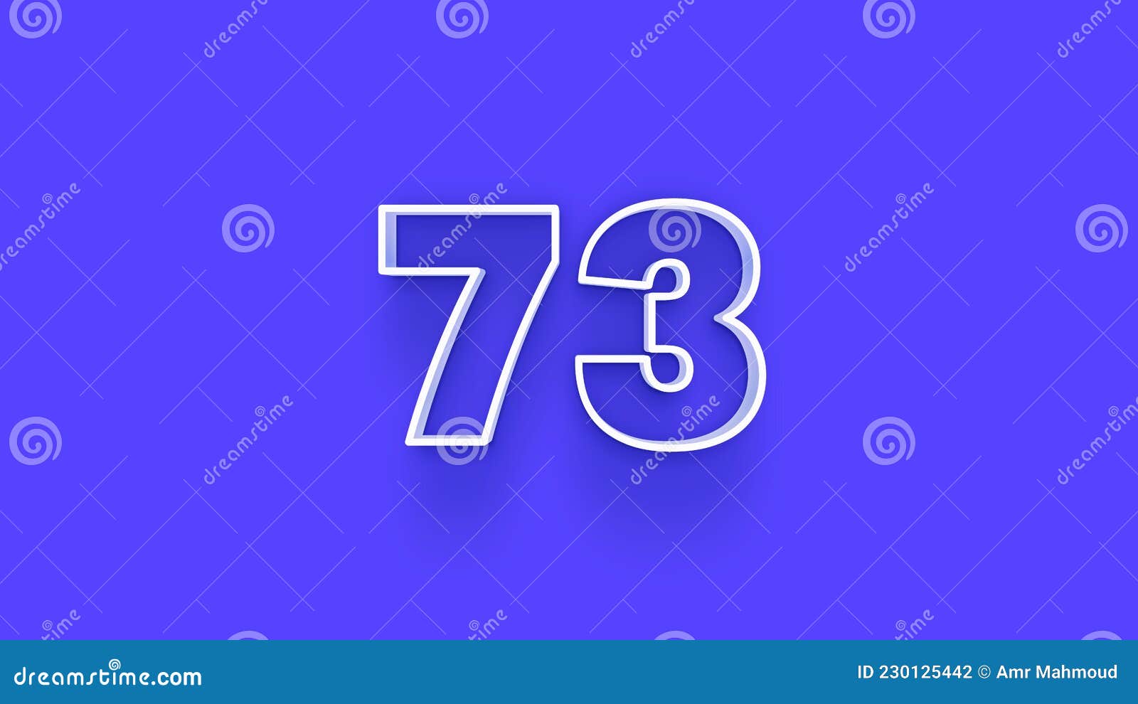 Blue 3d Symbol of 73 Number Icon on Blue Background Stock Illustration ...
