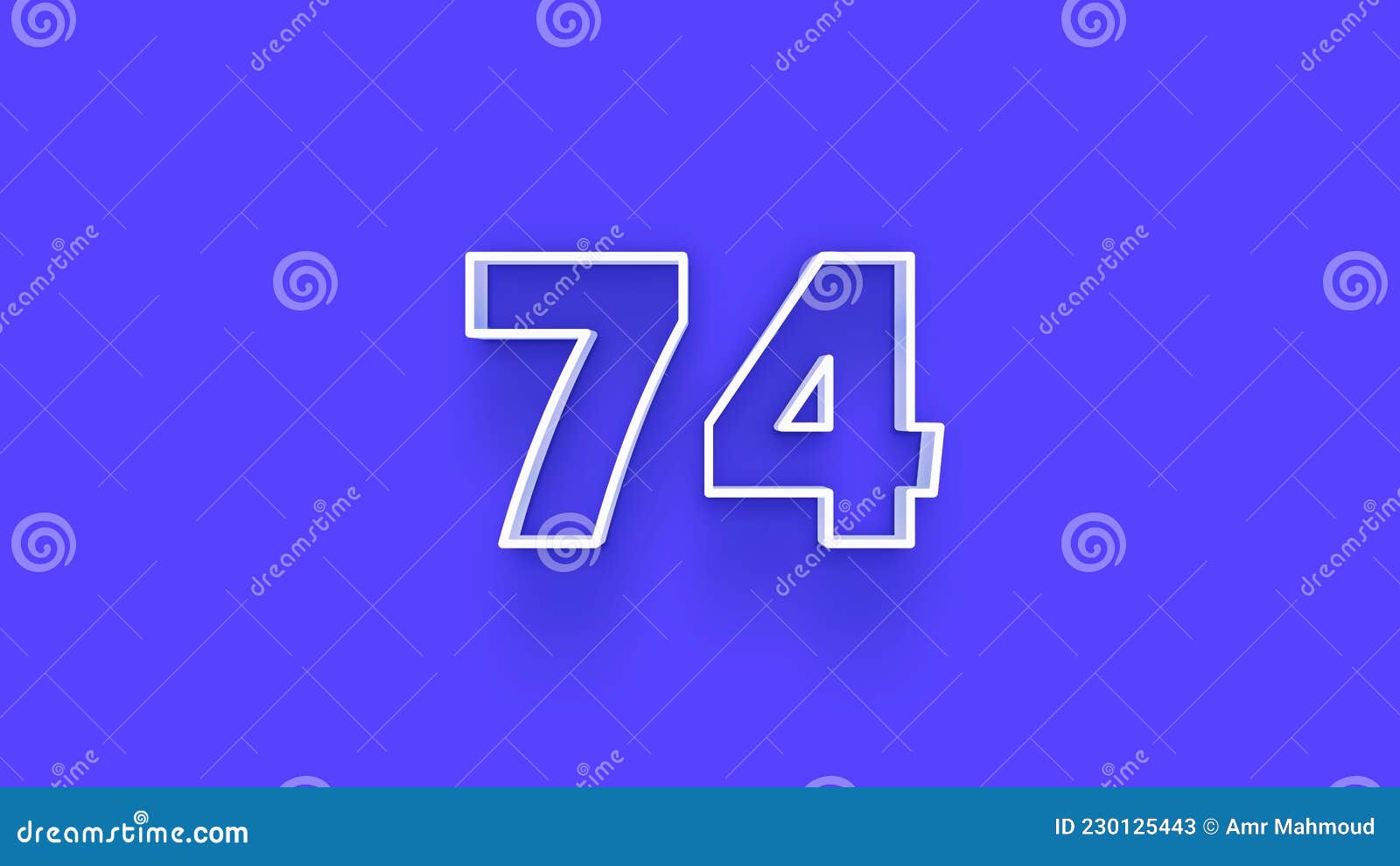 Blue 3d Symbol Of 74 Number Icon On Blue Background Royalty-Free Stock ...